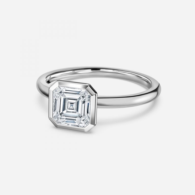 Aerin Asscher Lab Created Diamond Bezel Engagement Ring