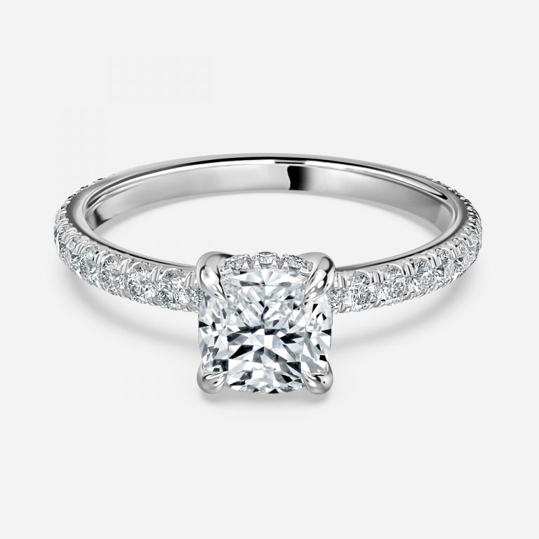 Lucian Cushion Cut Lab Grown Diamond Hidden Halo Ring