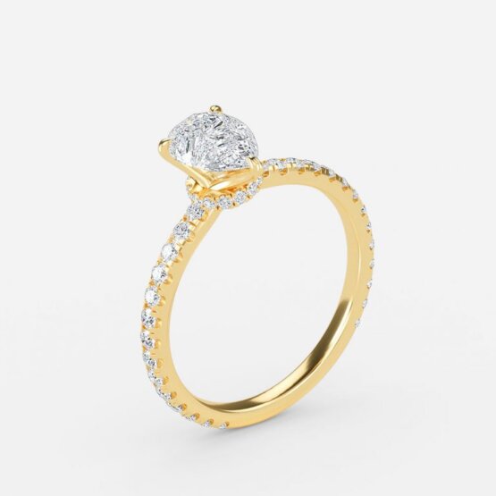 2.01ct Ambrosia Pear Hidden Halo Engagement Ring In 14K Yellow Gold (US ...