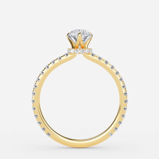 2.01ct Ambrosia Pear Hidden Halo Engagement Ring In 14K Yellow Gold (US ...