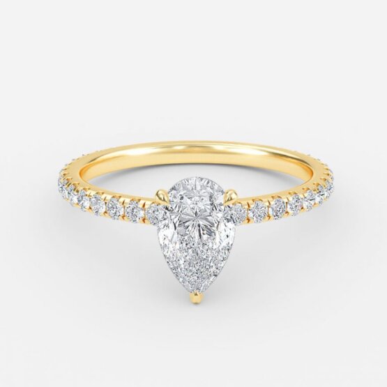 2.01ct Ambrosia Pear Hidden Halo Engagement Ring In 14K Yellow Gold (US ...