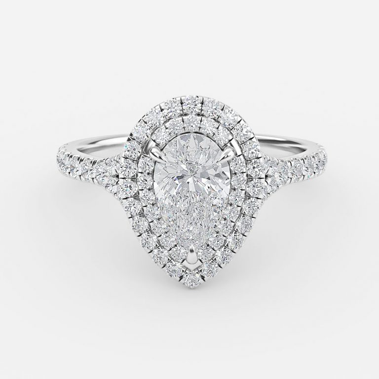 Aalia Pear Cut Lab Grown Diamond Double Halo Ring