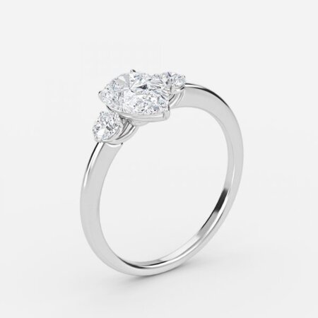Jemima Pear Three Stone Lab Grown Diamond Engagement Ring