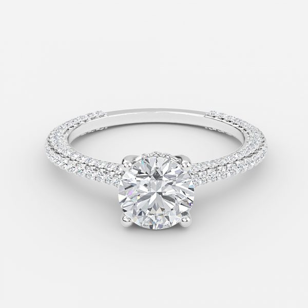 Everest Round Lab Created Diamond Dainty Engagement Ring