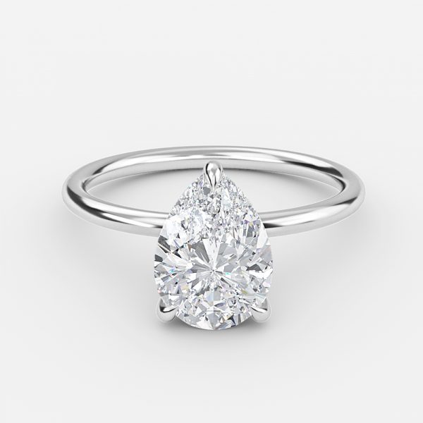 Lotus Plain Pear Lab Grown Diamond Solitaire Engagement Ring