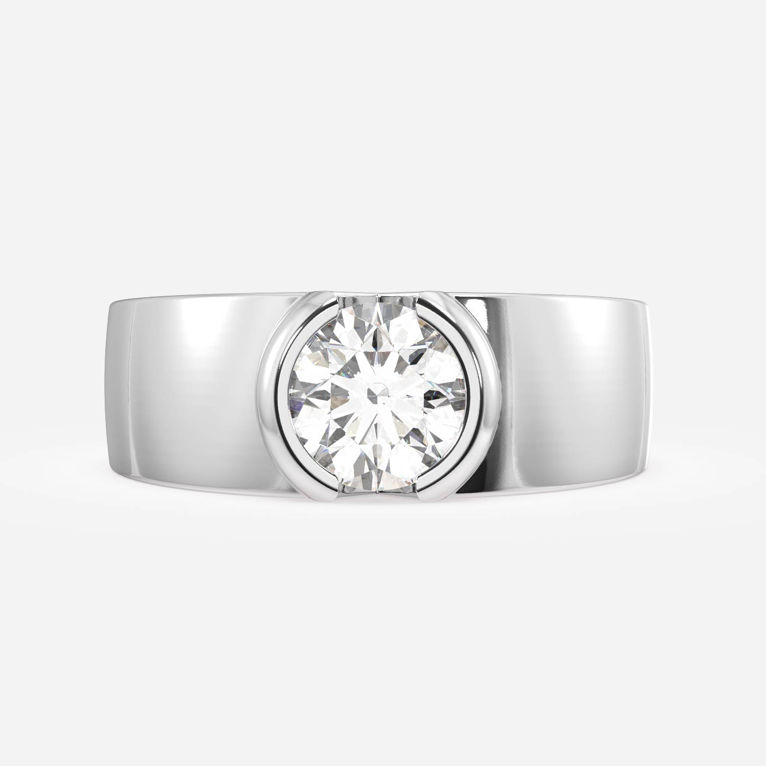 June Round Lab Created Diamond Solitaire Engagement Ring