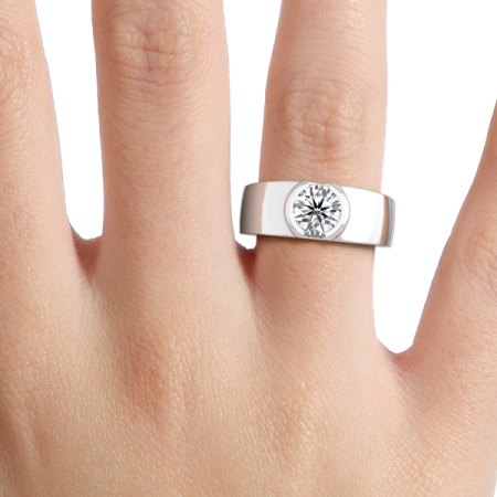 June Round Lab Created Diamond Solitaire Engagement Ring