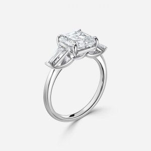 Geraldine Asscher Three Stone Lab Created Diamond Engagement Ring