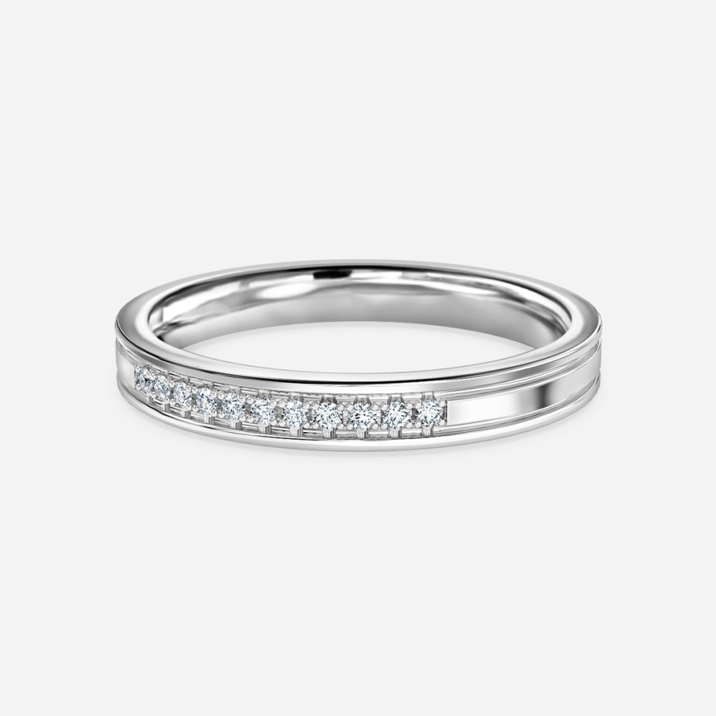 Channel And Grain Set Wedding Ring